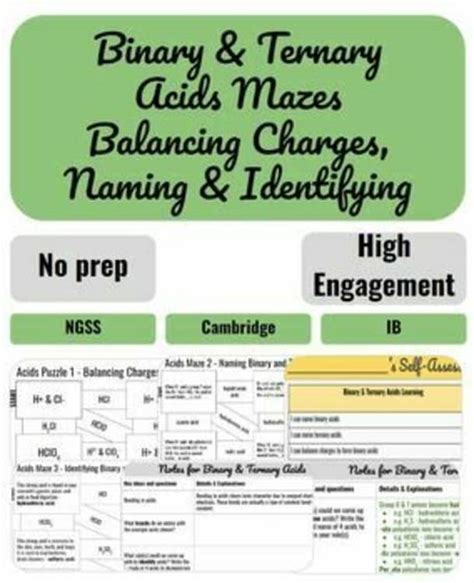 binary and ternary acids mazes balancing charges naming and identifying