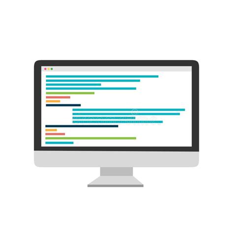 Computer With Code On The Screen On Blue Background Coding Stock