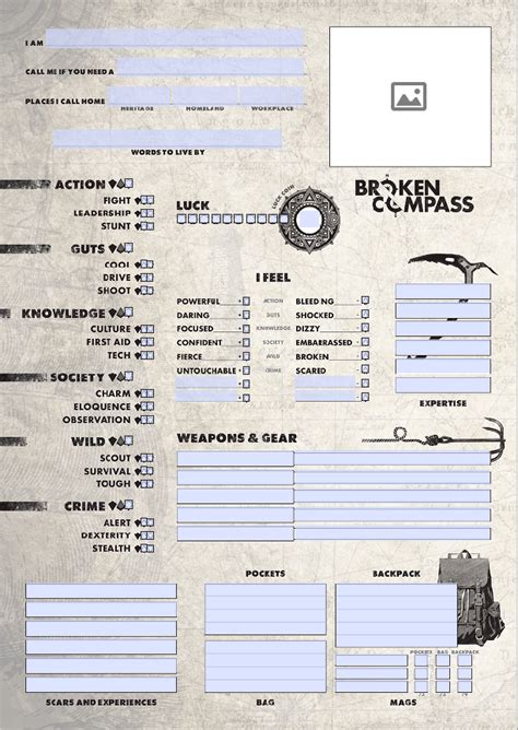 Broken Compass Interactive Character Sheets Cmon