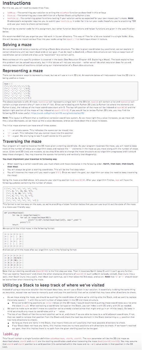 instructions for this lab you will need to create