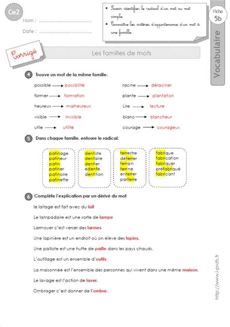 Ce Les Familles De Mots Exercices 4686 Hot Sex Picture