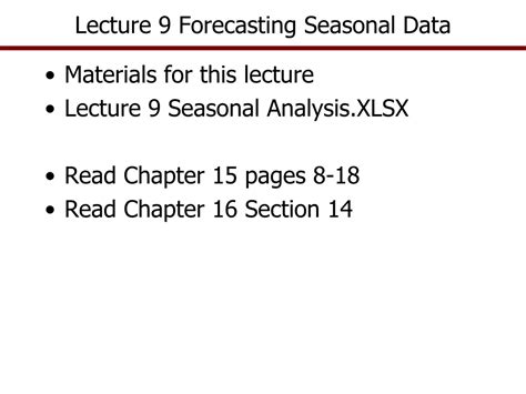 Ppt Lecture 9 Forecasting Seasonal Data Powerpoint Presentation Free