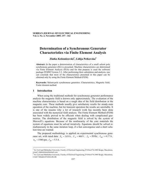 Pdf Determination Of A Synchronous Generator Characteristics Via Finite Element Analysis