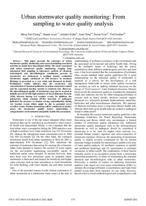 Pdf Urban Stormwater Quality Monitoring From Sampling To Water Quality Analysis