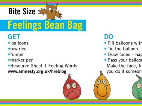 Feelings Bean Bag Bite Size Activity Teaching Resources
