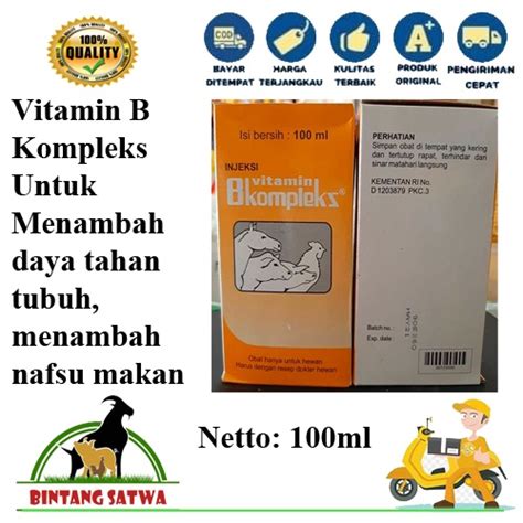 Jual Vitamin B Kompleks Injeksi Ml Medion B Complex Ayam Sapi B