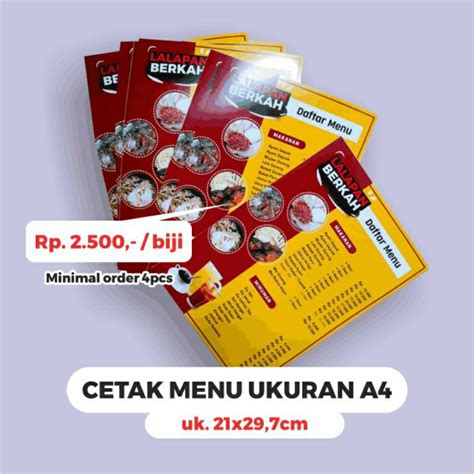Jual Cetak Menu Atau Poster Ukuran A4 Shopee Indonesia