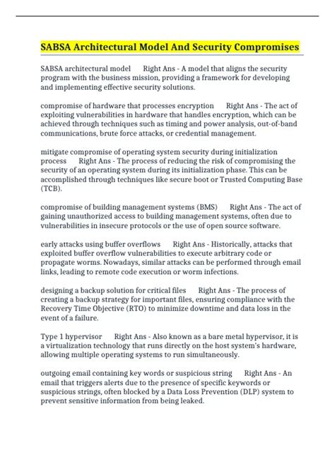 Sabsa Architectural Model And Security Compromises Sabsa Stuvia Us