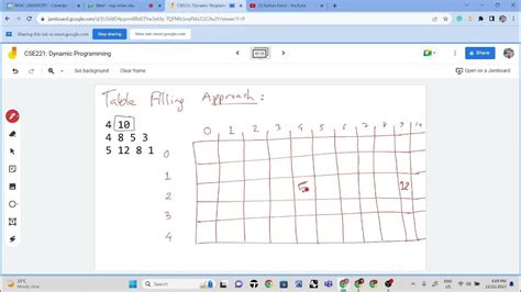 Fhz Cse221 Online Class 17 0 1 Knapsack Dp Table Filling Simulation