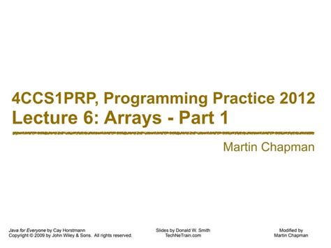 An Introduction To Programming In Java Arrays Pdf Programming Languages Computing