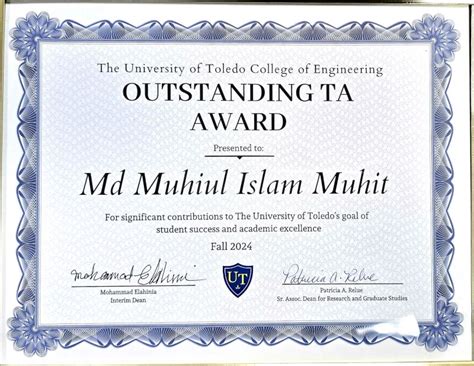 Muhiul Muhit On Linkedin Im Incredibly Grateful To Have Received The Outstanding Ta Award For