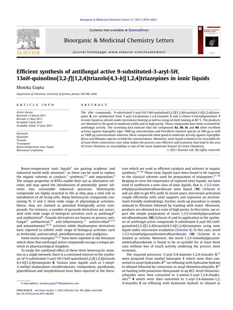 Pdf Cheminform Abstract Efficient Synthesis Of Antifungal Active 9