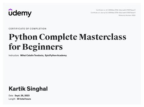 Kartik Singhal On Linkedin Udemy Course Completion Certificate