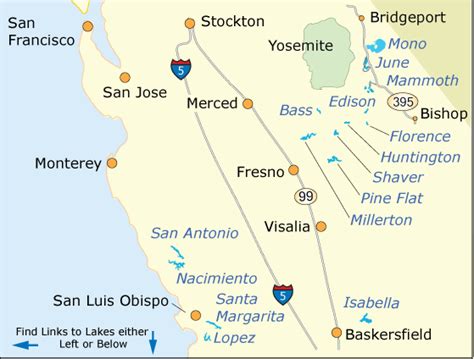 Map Of Lakes In California