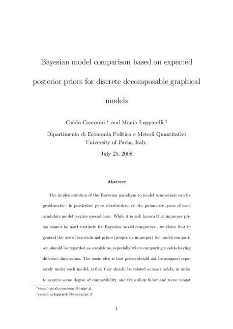 Pdf Bayesian Model Comparison Based On Expected Posterior Priors For