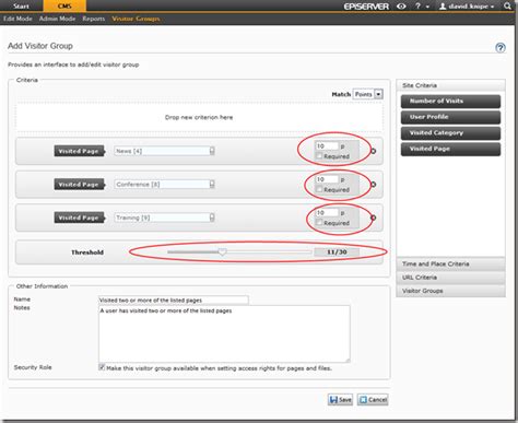 using point scoring in episerver cms 6 r2 visitor groups david