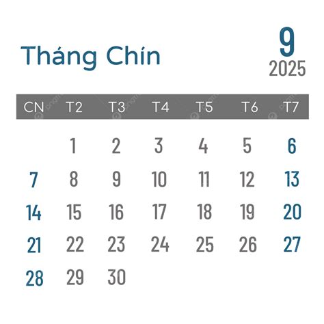 Hình ảnh Lịch Tháng 9 Của Người Việt Năm 2025 Vectơ Png 2025 Tiếng