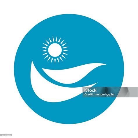 태양과 바다 파도 로고 해변 파도 미니멀하고 단순한 현대적인 개념 평면 색상 디자인 템플릿 일러스트레이션 벡터 0명에 대한 스톡 벡터 아트 및 기타 이미지 Istock