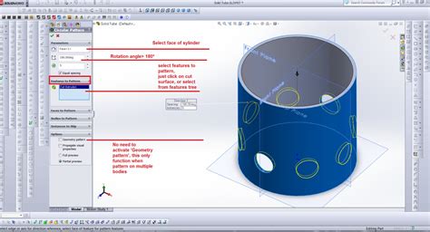 How To Cut Holes Throughout The Curved Surface Of A Cylinder Grabcad Tutorials