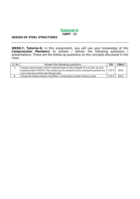 dss tutorial 6 jjsjsjs tutorial unit 2 design of steel