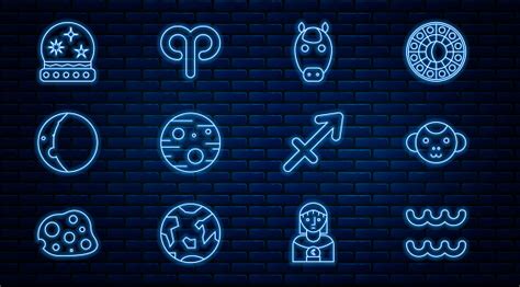 물병자리 조디악 원숭이 말 행성 화성 태양의 일식 매직 볼 궁수자리 및 양자리 아이콘을 설정합니다 벡터 0명에 대한 스톡 벡터 아트 및 기타 이미지 Istock