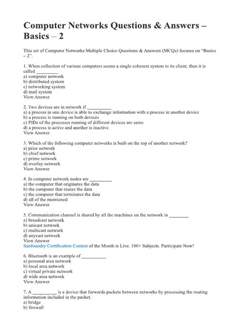 Computer Networks Questions And Answers 2 Pdf
