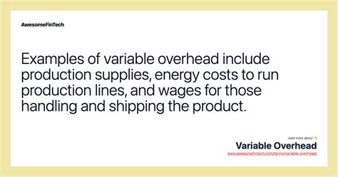Variable Overhead AwesomeFinTech Blog