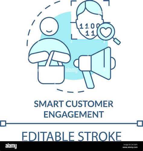 Smart Customer Engagement Turquoise Concept Icon Stock Vector Image