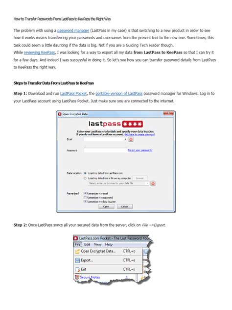 How To Transfer Passwords From Lastpass To Keepass The Right Way Pdf Software Computing