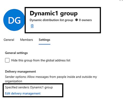 Using Members Of Dynamic Distribution Group In Specified Senders Of