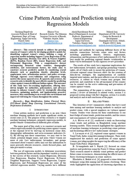 Crime Pattern Analysis And Prediction Using Regression Models Pdf Regression Analysis