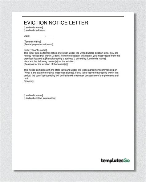 Editable Template Of Eviction Notice Letter