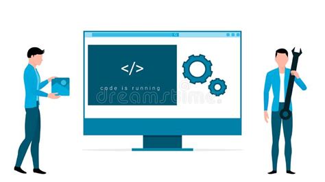 Building Website Project As Programming Homepage Process Tiny Person Stock Vector Illustration