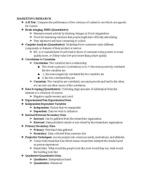 marketing exam 3 exam 3 notes marketing research a b test compares the performance of two