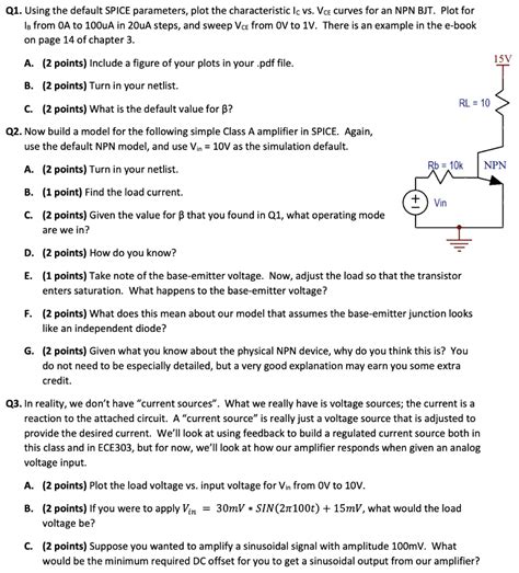 Q1 Using The Default Spice Parameters Plot The