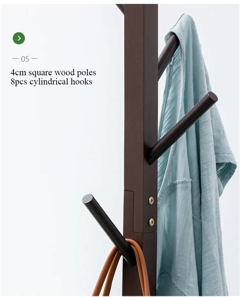 Вешалка для одежды из цельного дерева с 8 крючками вешалка для шляп напольная стойка для дома