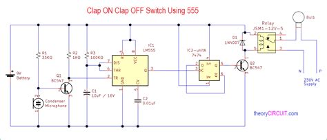 Clap Switch Circuit Using Ic 555 Circuit Diagram