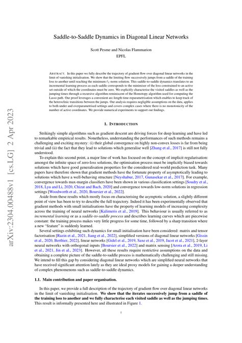 Pdf Saddle To Saddle Dynamics In Diagonal Linear Networks
