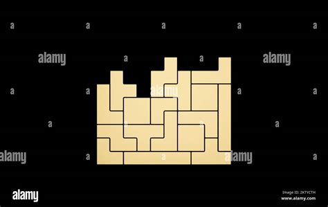 Tetris Animation On Black Background Design Abstract Monochrome Retro Construction Game Stock