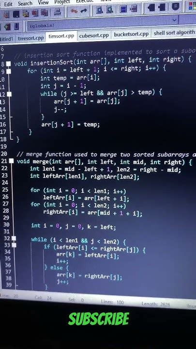 Tim Sort In C Coding Codelife Codinglife Computerprogramming Youtube