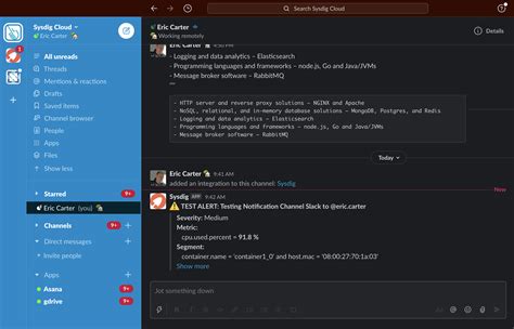 Container Alerting Via Slack Sysdig