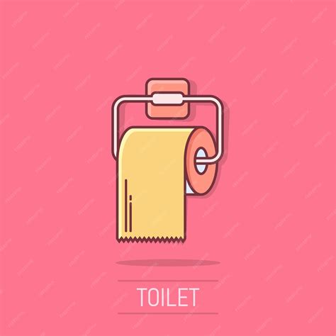만화 스타일의 화장실 종이 아이콘 고립된 배경에서 깨한 만화 터 일러스트레이션 화장실 화장실 스플래시 효과 상표 비즈니스 개념 프리미엄 벡터