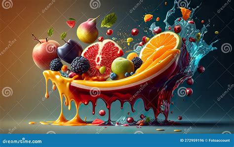 Assortment Of Different Exotic And Fantastic Fruits Generative Ai Stock Illustration