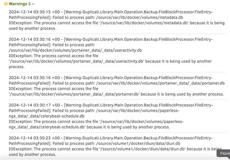 Suddenly Getting Warnings Ioexception Because Db Files Being Used By Another Process