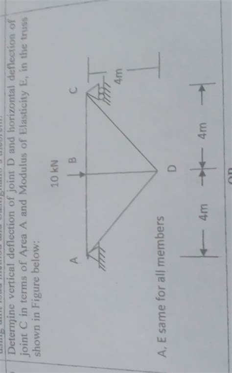 Determine Vertical Deflection Of Joint D And Horizontal Deflection Of