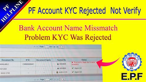 Pf Account Bank KYC Rejected Name Miss Match Problem With Solution