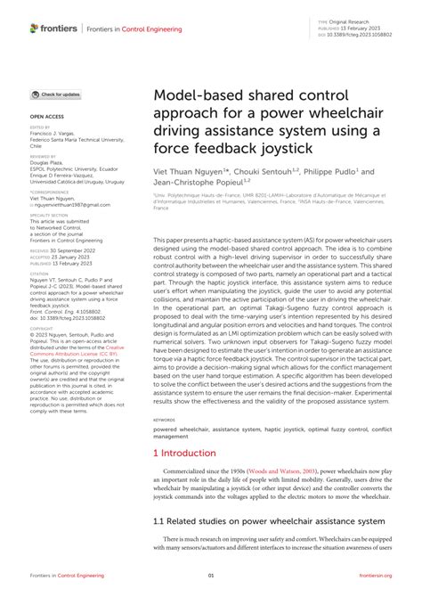 pdf model based shared control approach for a power wheelchair