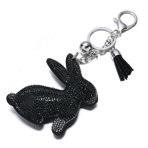 Badu Bg Кожен животински ключодържател Кожен пискюл Висулка Сувенирни подаръци Двойка Кристален