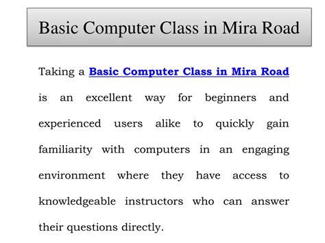 Ppt Basic Computer Class In Mira Road Call 9619990689 Powerpoint Presentation Id12010973