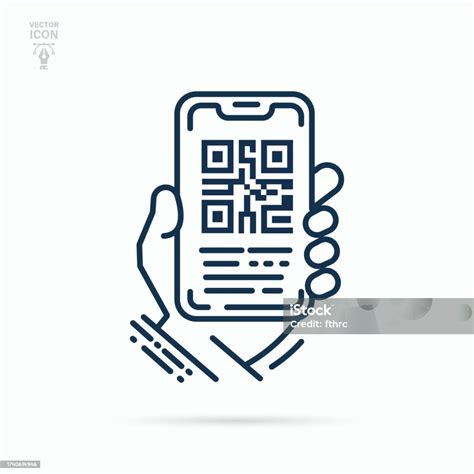 Qr 코드 스마트폰 스캐너 선형 아이콘입니다 매트릭스 바코드 스캐닝 휴대 전화 응용 프로그램 벡터 그림 Qr코드에 대한 스톡